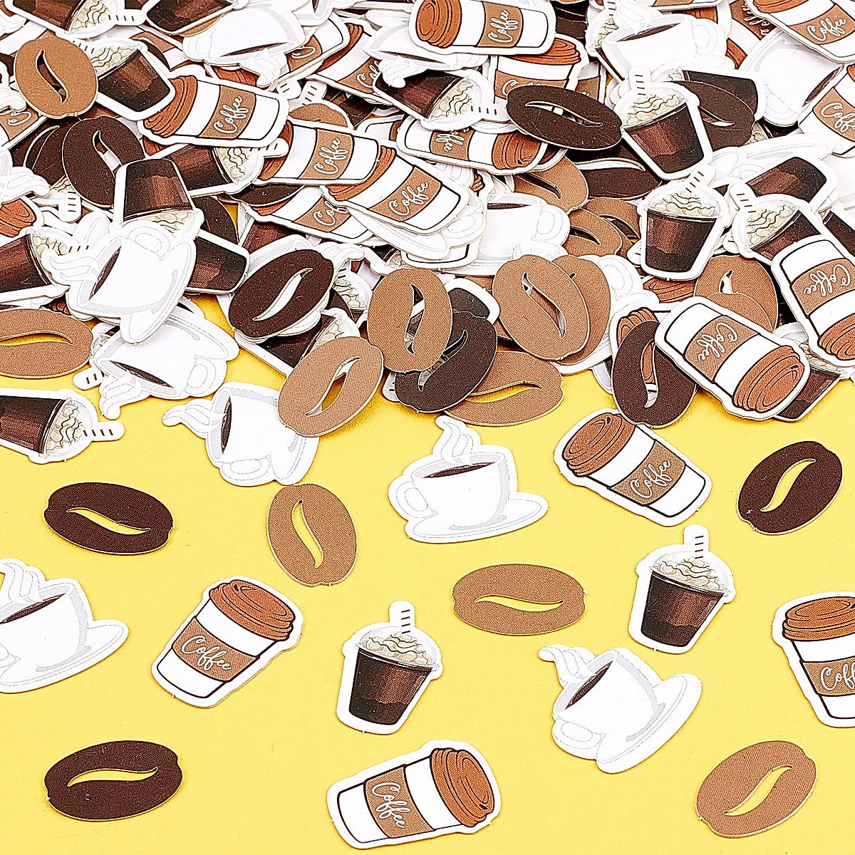 Coffee Confetti, 200pcs Coffee Cup Coffee Bean Confetti, Coffee Themed Bridal Shower, Baby Shower, Birthday Party Decorations, Coffee Table Decorations for Coffee Bar Coffee Lovers