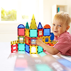 Gifts2U Magnetic Blocks, 96PCS Magnetic Tiles Building Set for Kids with Storage Box STEM Preschool Educational Construction Kit Magnet Stacking Toys Gifts for Boys and Girls