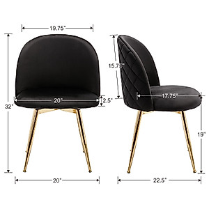 ZH4YOU Swivel Dining Chairs Set of 4, Modern Kitchen Dining Room Chairs with Gold Legs, Black Velvet Accent Side Chair for Living Room/Bedroom/Office