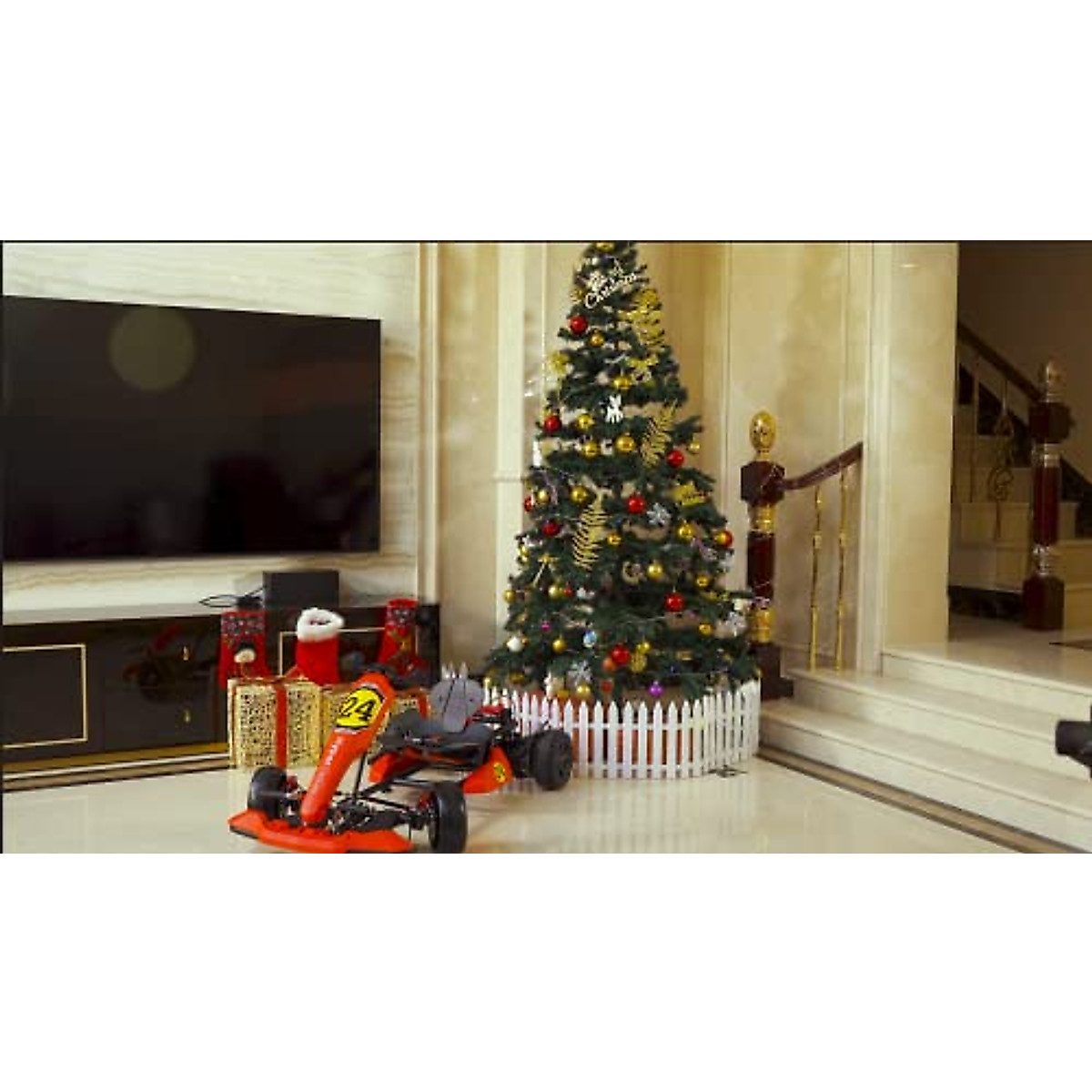 HYPER GOGO Electric Hoverboard and Gokart Bundle,8.5 inch Hoverboard Go Kart Attachment,Adjustable Length and Height,Outdoor Pedal Drift Kart for Kids and Adults (Red)