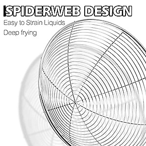 Anaeat Stainless Steel Spider Strainer Skimmer, Set of 3 Professional Kitchen Pasta Strainer Spoon with Long Handle - Asian Strainer Ladle Wire Skimmer Spoons for Cooking and Frying (4.5"+5.3"+6.1")