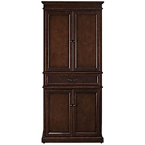 Crosley Furniture Parsons Traditional Pantry Storage Cabinet with Shelves, Kitchen, Dining, or Laundry Room, Vintage Mahogany