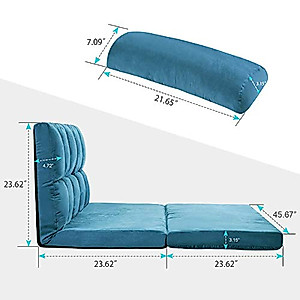 Merax Floor Sofa Bed, Foldable Sleeper Sofa Bed, Adjustable Futon Sofa Folding Lazy Sofa Floor Sofa Couch with 2 Pillows (Blue)