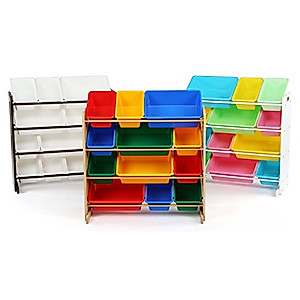 Humble Crew, Natural/Primary Kids' Toy Storage Organizer with 12 Plastic Bins, 34*35*15.5inch