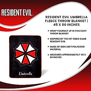 Resident Evil Umbrella Plush Throw Blanket | Super Soft Fleece Blanket, Cozy Sherpa Cover For Sofa And Bed, Home Decor Room Essentials | Zombie Horror Biohazard Video Game Gifts | 45 x 60 Inches
