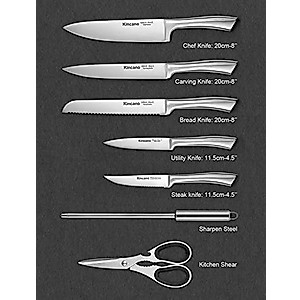Knife Set, 14 PCS High Carbon Stainless Steel Kitchen Knife Set for Chef, Super Sharp Knife Set with Acrylic Stand, include Steak Knives, Sharpener and Scissors, Ergonomical Design by kincano