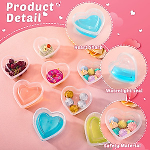 Yinkin 50 Pcs Heart Shaped Storage Containers 5 oz Heart Box Transparent Plastic Heart Containers with Lids Organizer Box for DIY Art Craft Making