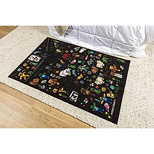 Minecraft Mob Printed Area Rug | Indoor Floor Mat, Accent Rugs For Living Room and Bedroom, Home Decor For Kids Playroom | Video Game Gifts And Collectibles | 60 x 39 Inches