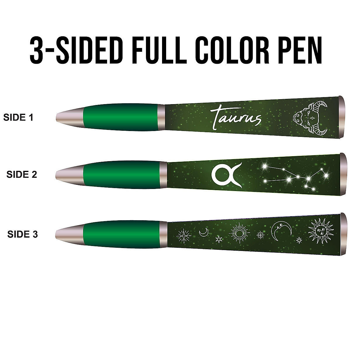 ANINKABOVE Zodiac Sign Ballpoint Pen (1 Pen, 3-Sided) Zodiac Pen Gift, Cool Pens Constellation Design, Zodiac Gifts Pretty Pens - Fancy Pens Great Astrology Gifts for Women and Men (Taurus Pen)
