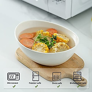 Hasense Porcelain Serving Bowls, Large Serving Dishes for Holiday,36 Ounce White Salad Bowls, Side Dishes Pasta Popcorn Microwave & Dishwasher Safe Dinner Parties, Set of 4