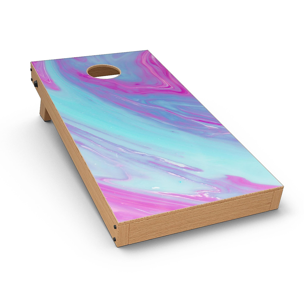 Design Skinz Marble Skin Set for Cornhole (Skin Only) - Marbleized Pink Ocean Blue v32