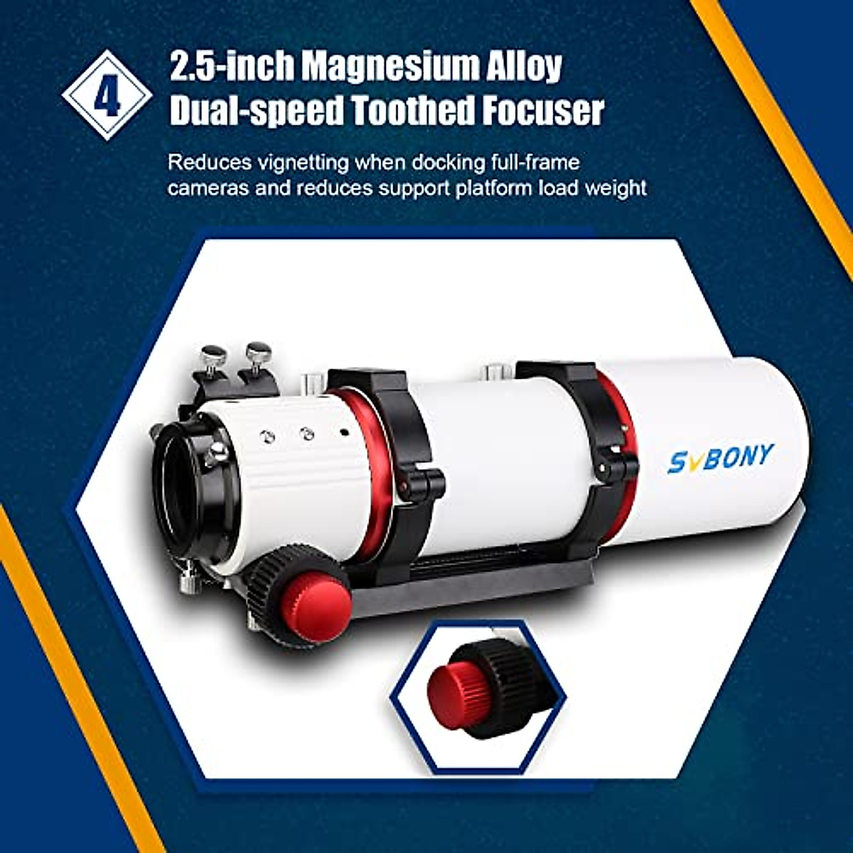 SVBONY SV550 APO Triplet Refractor, 80mm F6 OTA with 2.5 inches Micro-Reduction Rap Focuser, Astronomy Telescope Adults for Deep Sky Astrophotography and Visual