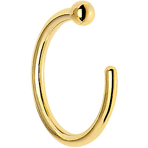 Body Candy Unisex Adult Solid 14k Yellow Gold Nose Stud Hoop 3/8" 18 Gauge Body Piercing