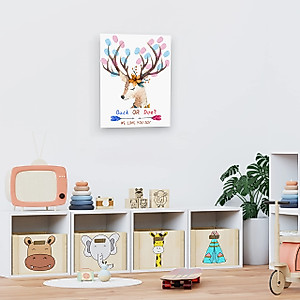 Misaidou Gender Reveal Fingerprint Canvas, Buck or Doe? Gender Reveal Party, Baby Shower Guest Book Party Ideas, Canvas Decoration, Baby Shower Guest Book with Ink Pad