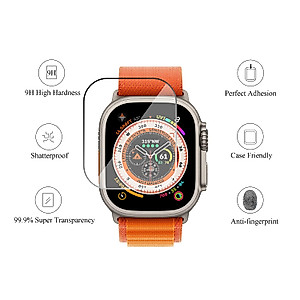 Ailun for Apple Watch Ultra 2/Ultra Screen Protector [49mm], Tempered Glass Film, Anti-Scratch, High Definition, Touch Sensitive[3 Pack][Clear]