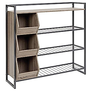 Signature Design by Ashley Maccanet Shoe Rack with Storage Cubbies, Brown