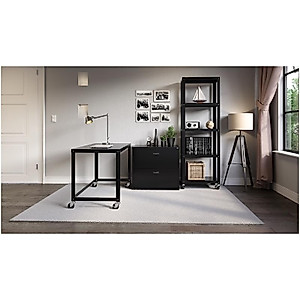 Office Dimensions 21647 Black RTA 48" Wide Mobile Metal Desk Workstation Home Office Collection