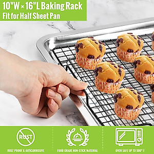 HULISEN Cooling Rack 2 Pack - 16" x 10", Nonstick Baking Rack with Handle fits Half Sheet Pan, Cookie Cooling Racks for Baking and Cooking, Wire Smoker Racks for Grilling, Oven Safe