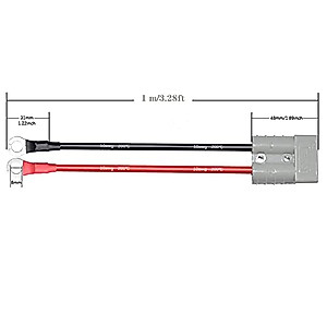 LIXINTIAN 10AWG Battery Adapter Cable，with O-Type Terminal and 45A Connector-1 m/3.28ft