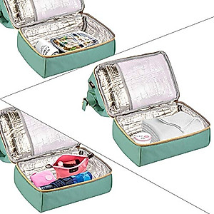 Viedouce Nappy Backpack, Changing Nappy Bag, Lunch Bag Insulated, Picnic Bag for Travel, Waterproof Oxford Baby Travel Diaper Mummy Bag Backpack with Charging Port (Cyan 8L)