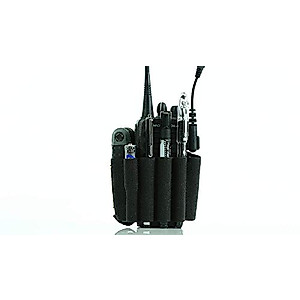 Walkie Caddie (White) - Accessory Pouch for Walkie Talkies | for Motorola CP 200 and Most Other Walkie Talkies | Black with White Bungee