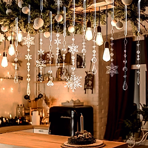 OuMuaMua Christmas Decorations Crystal Ornaments Set for Tree - Acrylic DIY Ornaments Christmas Hanging Crystal Snowflake Decorations for Christmas Tree Winter Party Supplies