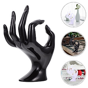Cabilock 2pcs Gesture Hand Model Display Stands Jewelry Showing Rack Decorative Necklace Holders Plastic Black/white