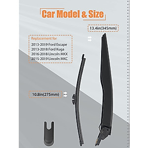 Rear Wiper Arm Blade, Replacement for 2013-2023 Ford Escape, 2015-2019 Lincoln MKC - MIKKUPPA Back Windshield Wiper Assembly Replacement - All Season Natural Rubber Cleaning Window