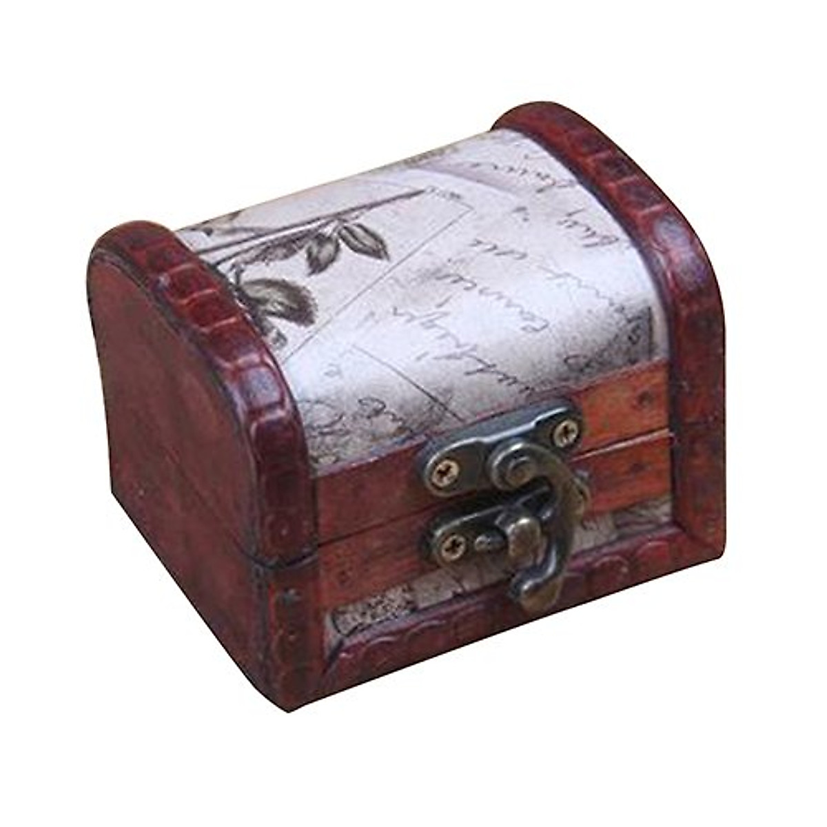 smallwoodi Jewelry Box,Jewelry Case,Retro Stamp Style Metal Lock Wooden Jewelry Storage Box Treasure Necklace Case Gift Box Storage Box Case