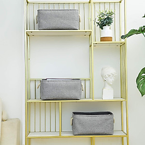 Foldable Storage Baskets for Organizing Sturdy Fabric Storage Bins for Shelves Storage Box with Handles for Home as Toy Clothes Storage (Gray 1PCS)