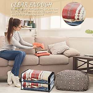 Riakrum 20 Pieces Clear Vinyl Zippered Storage Bags 15 x 11 x 4 Inch Sweater Storage Bags Plastic Bed Sheet Organizer for Blanket Closet Clothing Linen Sweater Clothes Pillow