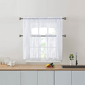 RENAISSANCE HOME FASHION Lacey Embroidered LACE Tier Pair