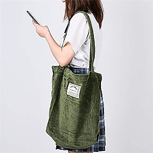 YARUODA Women Shoulder Handbags Casual Hobo Bags Corduroy Shopper Tote Bag, Green