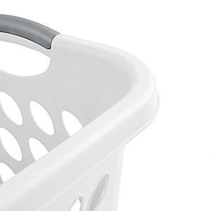 Sterilite 12178006 1.5 Bushel/53 Liter Ultra Square Laundry Basket, White Basket w/ Titanium Inserts, Pack of 6