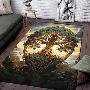 Tree Rug, Tree of Life in The Sky Rug, Home Office Decor 8x10 9x12 Area Celtic Tree Carpet Tree of Life Mat Carpet Bohemian Decor Mats for Bedroom Home Dorm Celtic Rug for Living Room Mom Father Gift