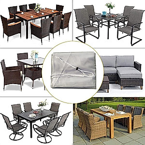 HHMAX Clear Patio Furniture Cover- Waterproof UV Resistant Rectangle PVC Fabric for Outdoor Garden Table and Chairs Dining Set Tarpaulin Sheet with Hem Cord, 43 Sizes