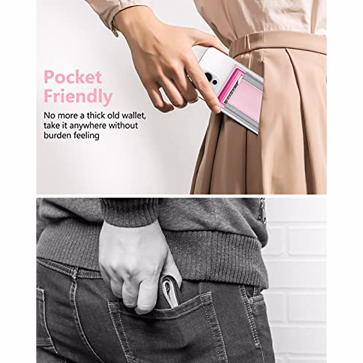 2-in-1 Magnetic Wallet, Up-grade with iPhone Wallet and Adjustable Stand, Open ID Window, Magnetic Wallet for iPhone 14 Pro Max/14 Pro/14/14 Plus/13/12 Series, 9 Cards Holder, Vegan Leather, Pink