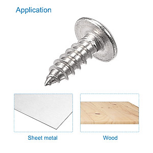 uxcell Phillips Head Self Tapping Screws, #6 x 3/8" 304 Stainless Steel Wood Sheet Metal Screw 50pcs