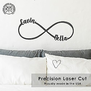 ROCC RUSTED ORANGE CRAFTWORKS CO. Wall Decor - Steel Infinity Sign - Personalized with Names - Wall hanging with couples or single names-Eternity symbol for anniversary and wedding-heart