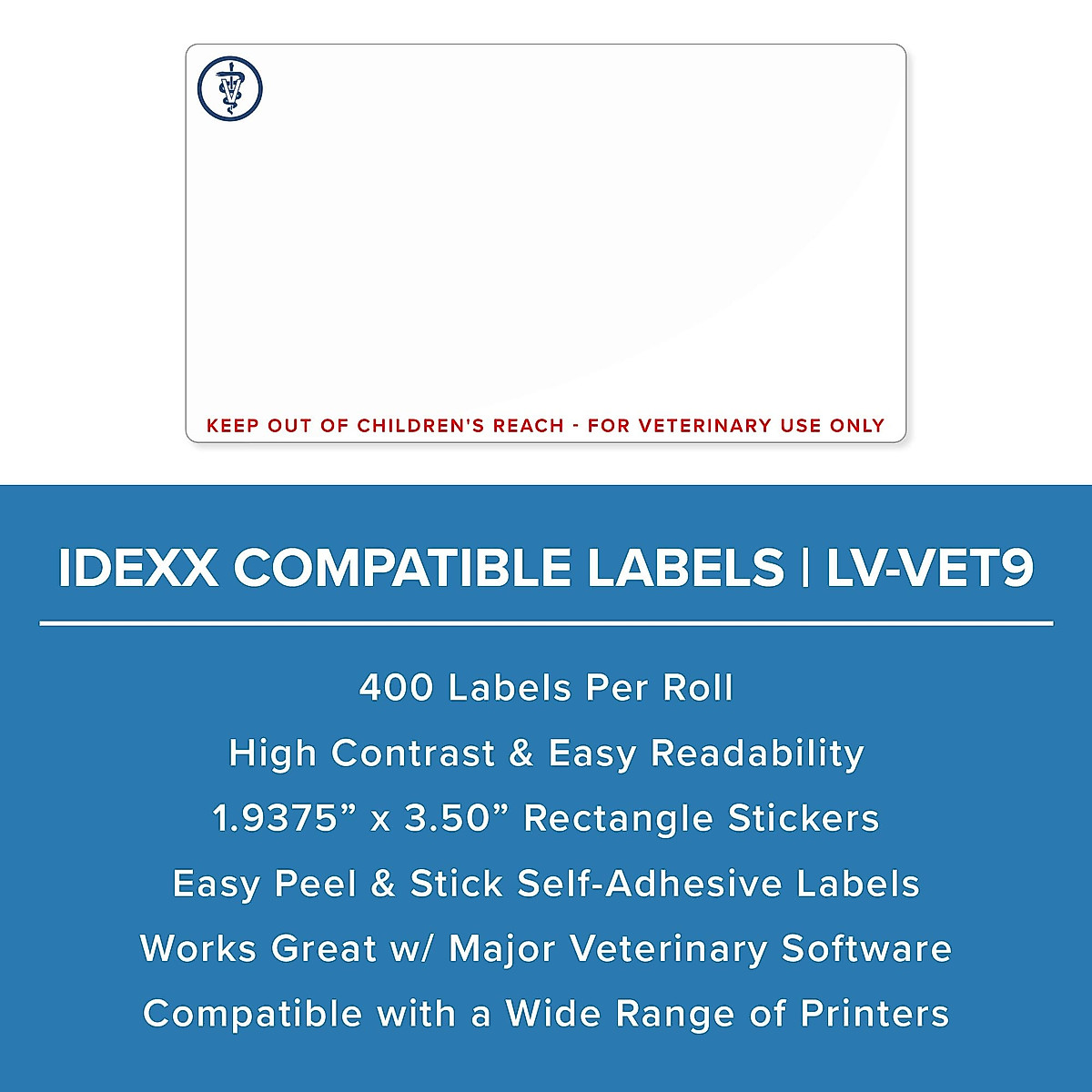 LabelValue.com | IDEXX Compatible Veterinary Labels, 1-15/16" x 3-1/2" - 400 Labels Per Roll, 1 Roll Per Package
