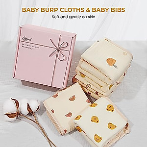 Muslin Burp Cloths for Baby Premium Cotton Burping Rags for Newborn Ultra Soft Muslin Washcloths Large 20 x 10 Inch Burping Cloth 6 Thicken Absorbent Layers Muslin Face Towels for Baby (6 Pack)