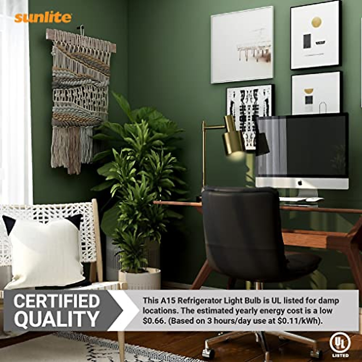 Sunlite LED A15 Refrigerator Light Bulb, 5.5 Watts (40W Equivalent), 450 Lumens, Medium Base (E26), Dimmable, Frosted Finish, UL Listed, 40K - Cool White, 6 Pack