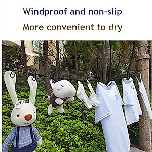 Portable Travel Clothesline with 12pcs Colorful Clothespins, Outdoors Windproof Stretchy Elastic Camping Laundry Clothes Line for Backyard, Vacation Hotel, Balcony Clothes Drying Line