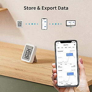 SwitchBot Thermometer Hygrometer, Bluetooth Indoor Humidity Meter for Home, Temperature Sensor with App Control, Large LCD Display, Notification Alerts, 2-Year Data Storage Export