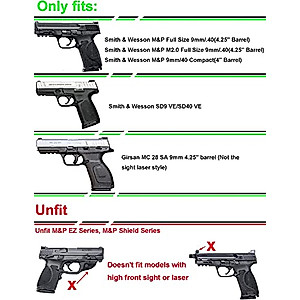 OWB M P 2.0 9mm Holster Compatible for S&W M&P 2.0 9mm/40, S&W SD40VE, S&W SD9VE, Smith & Wesson M&P 9mm(Not Shield), Adjustable Paddle Gun Holster,Quick Release - Right Handed