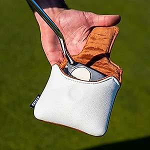 IZZO Golf Mallet Putter Headcover Camel/White - Putter Headcover for Your Mallet Putter, Mallet Style Head Cover