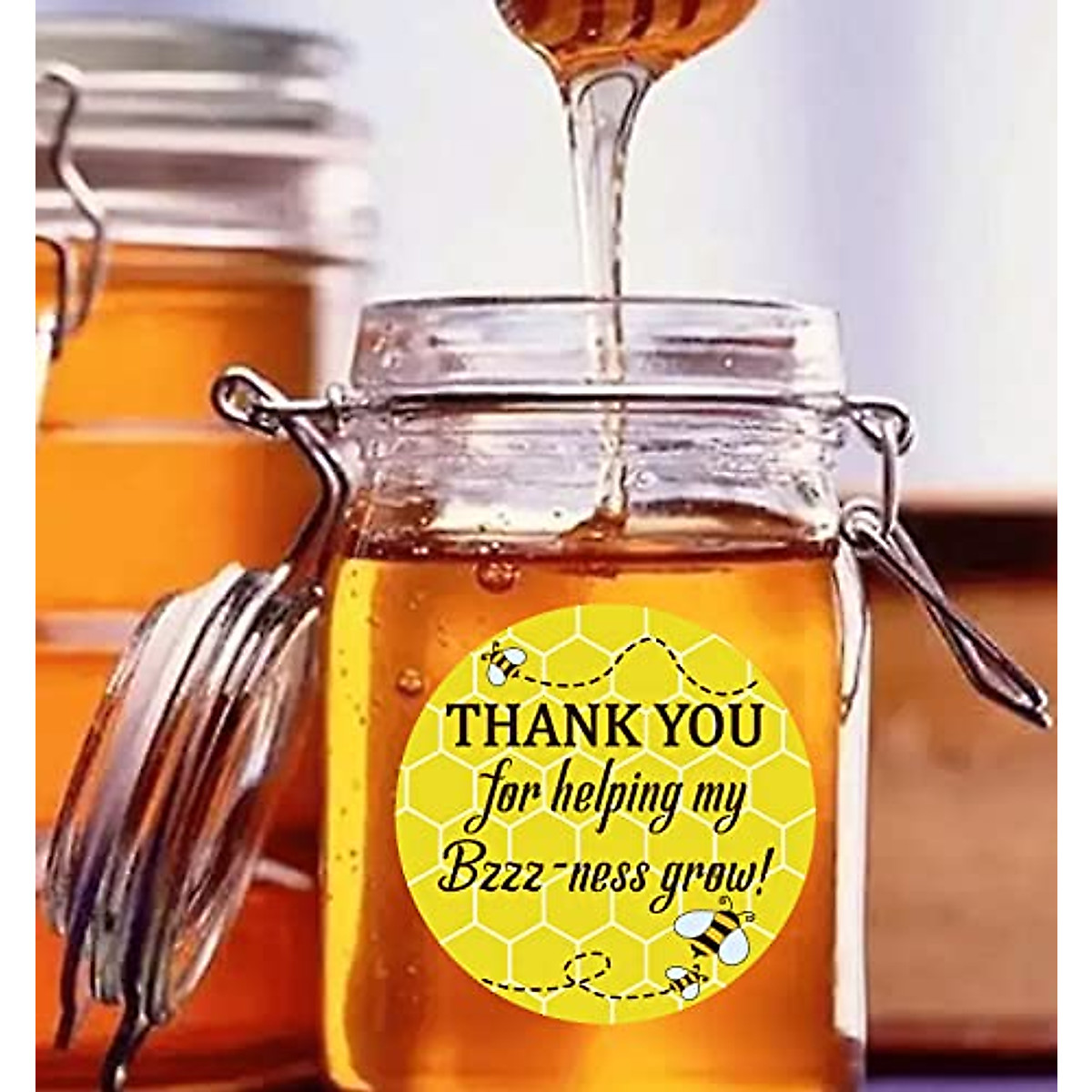 Honey Beee Christmas Thank You for Supporting My Small Business Bzzz-Ness Stickers Roll 1.5" Christmas Thank You Labels for Online Retailers Boutiques Shops Bags, Boxes 500 Pcs