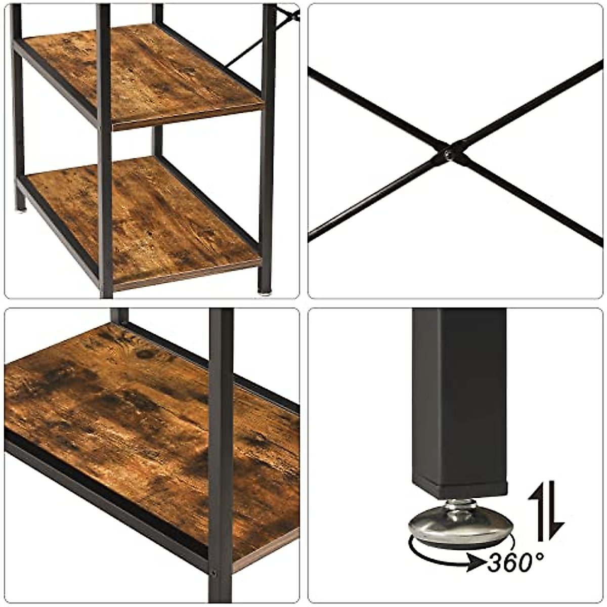 IBUYKE 55" Computer Desk, Office Table, Gaming Workstation with Storage Shelves/Monitor Stand, Study Table for Home Office, Space-Saving, Easy to Assemble, Rustic Brown and Black UTMJ056H