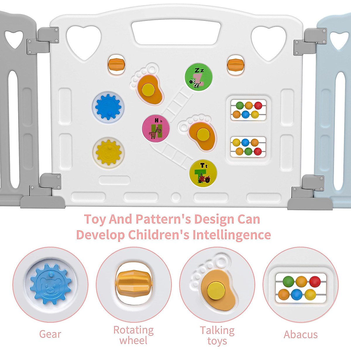 Baby Playpen Kids Activity Centre Safety Play Yard Home Indoor Outdoor New Pen (multicolour) (White) (Macarons Classic Set 14 Panel)