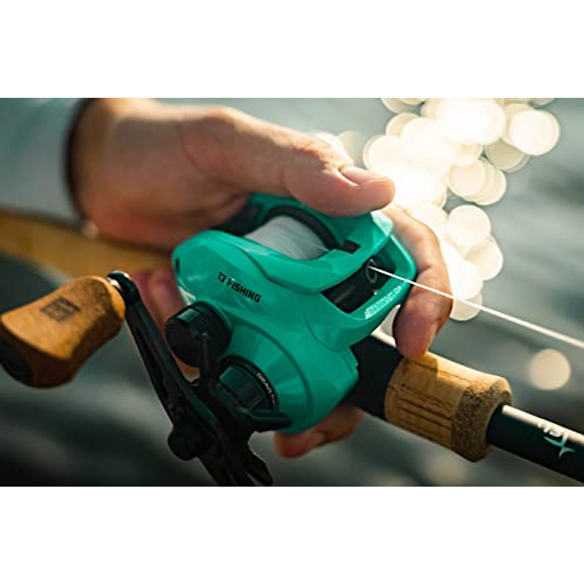 13 FISHING - Modus TX2 Baitcast Reel - 7.3:1 Gear Ratio - Right Hand Retrieve (Salt+Fresh) - MODTX2-7.3-RH, Seafoam Green